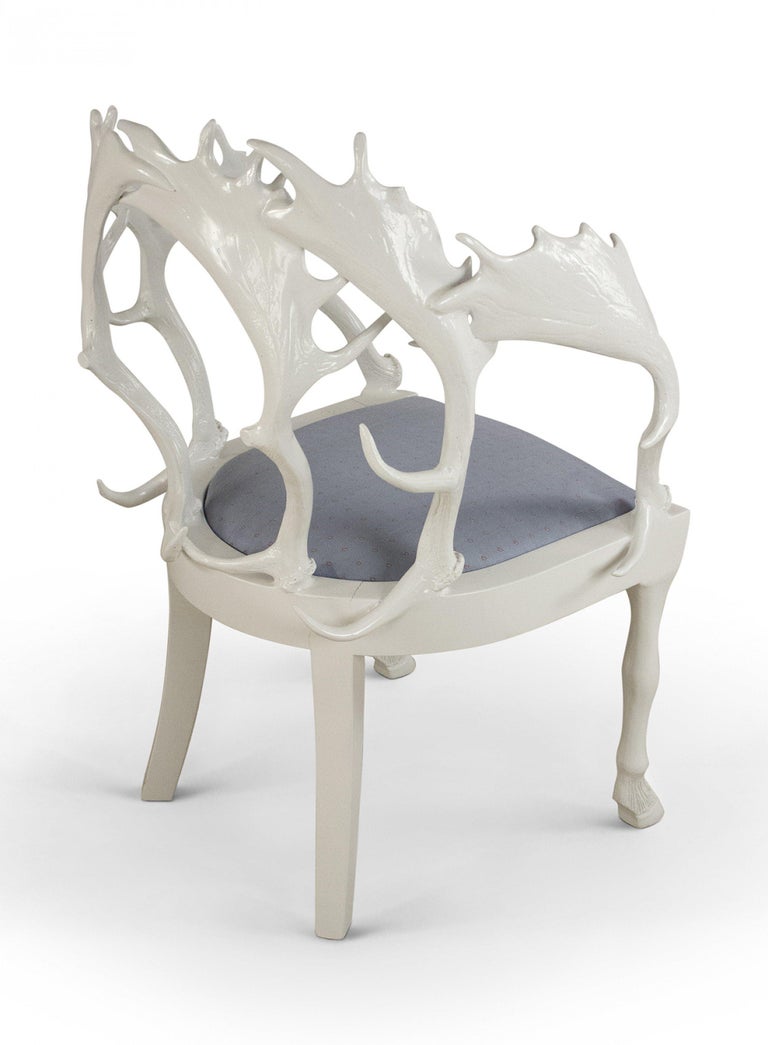 Set of 4 Redmile Postmodern English White Lacquered Fantasy Horn Chairs ...