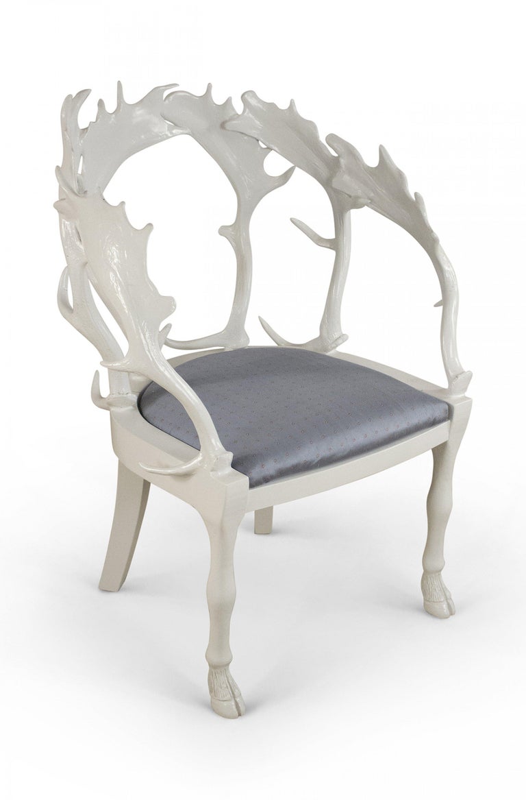 Set of 4 Redmile Postmodern English White Lacquered Fantasy Horn Chairs ...