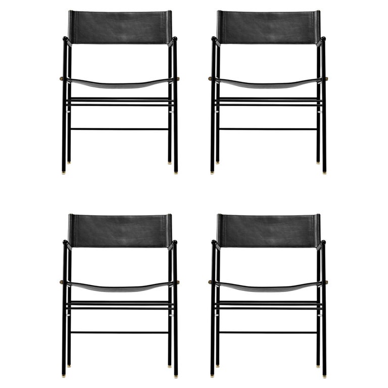 Set of 4 "Repose" Contemporary Armchair Black Saddle Black Rubbered ...