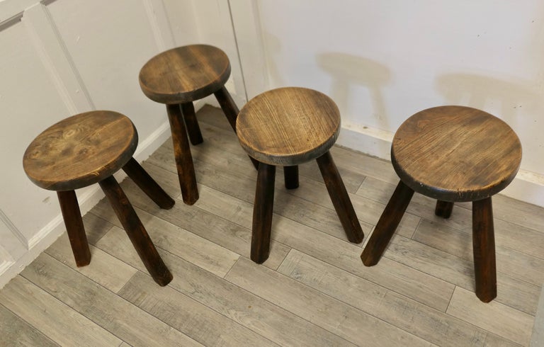 Set of 4 Rustic Handmade Elm Farmhouse Kitchen Stools Beautiful ...