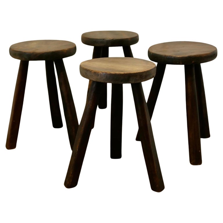 Set of 4 Rustic Handmade Elm Farmhouse Kitchen Stools Beautiful ...