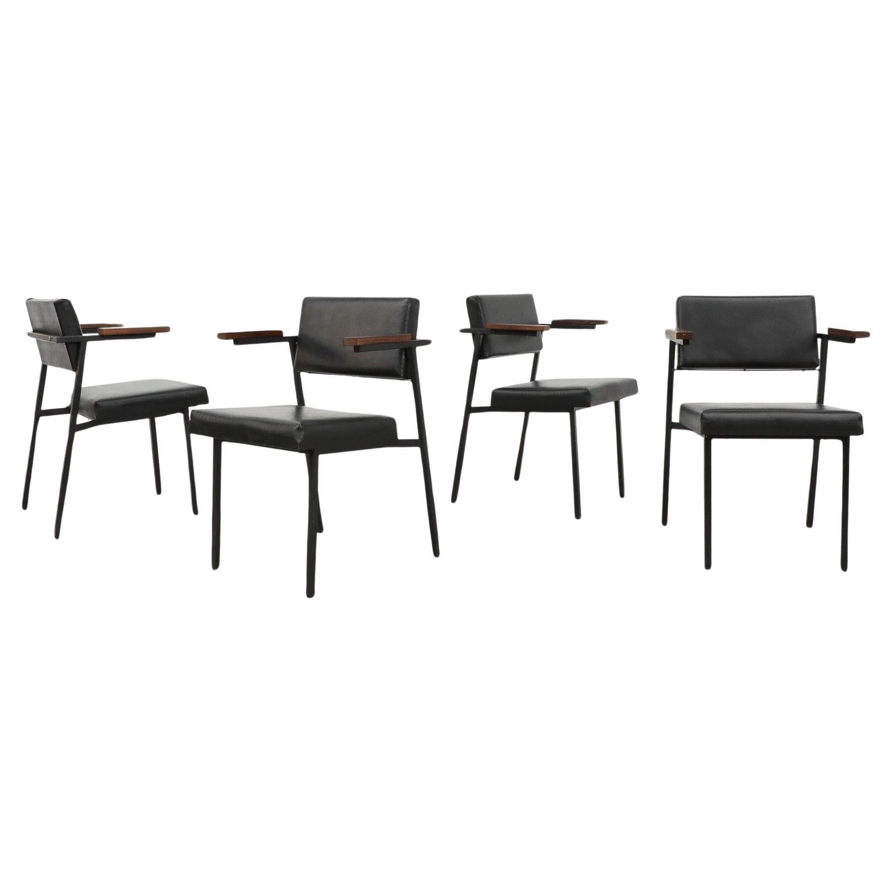 Martin Visser SE06 Dining Chairs in Black Leather and Chrome For Sale ...