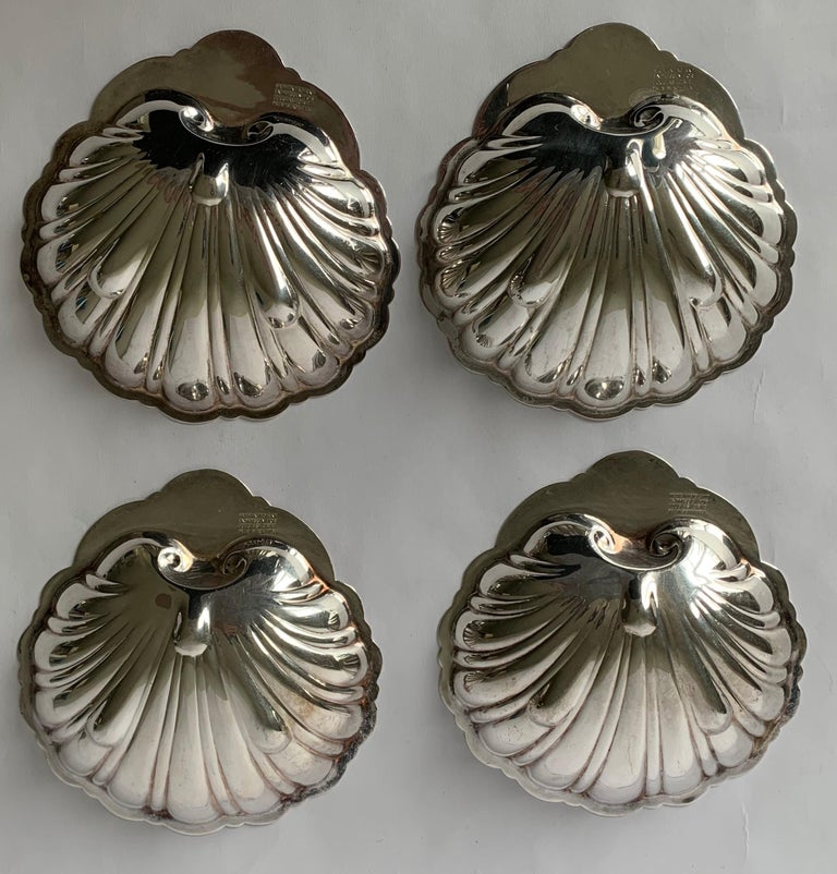 Set of 4 Silver Plated Shell Candy Dishes For Sale at 1stDibs