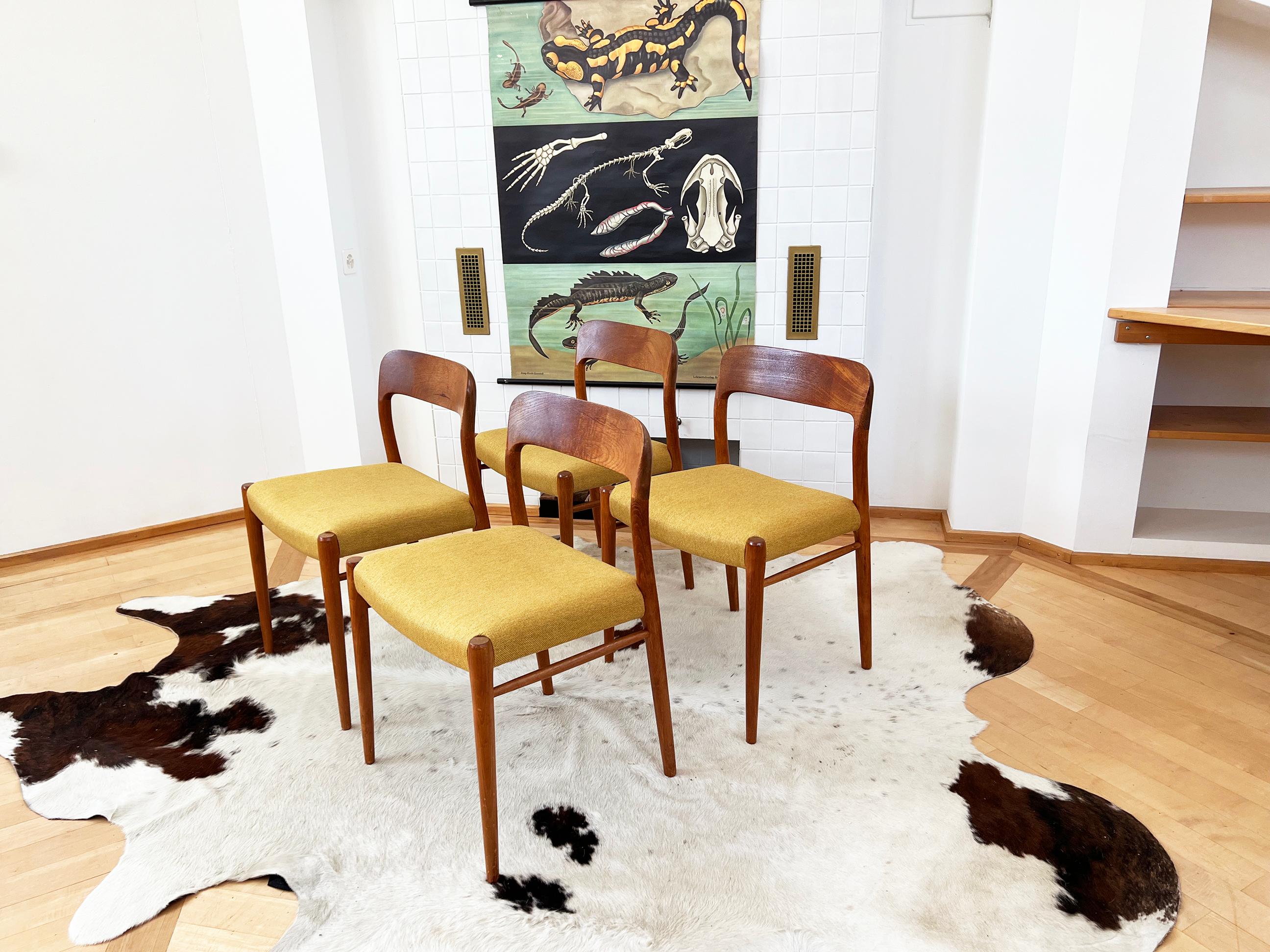 Set of 4 Teak Denmark Mid Century Niels Moller Model 75 Teak Danish ...