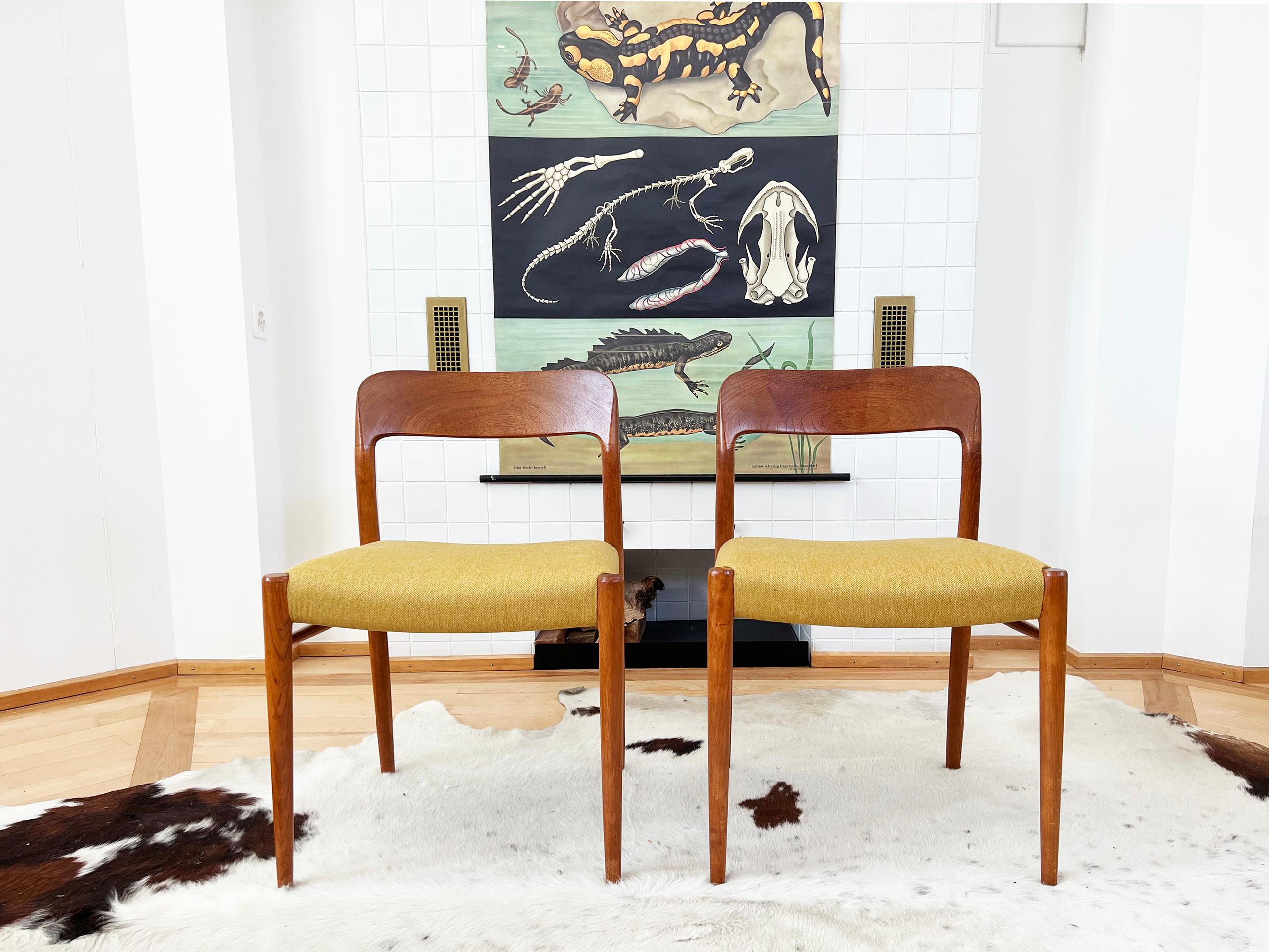 Set of 4 Teak Denmark Mid Century Niels Moller Model 75 Teak Danish ...