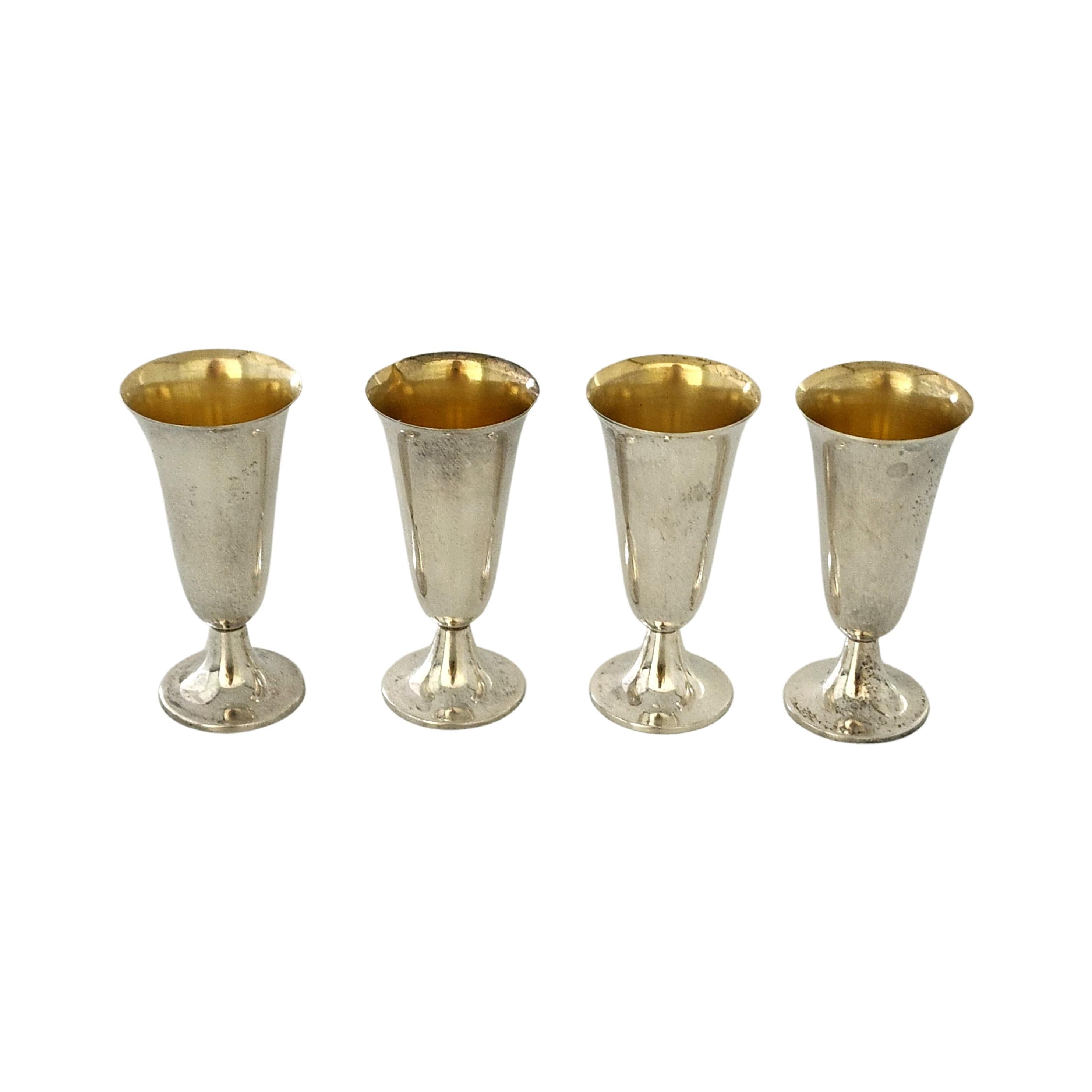 Set of 4 Tiffany and Co Sterling Silver Gold Wash Interior Cordial Cups ...