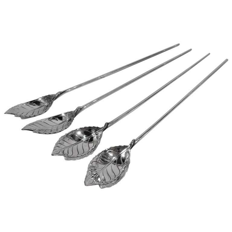 Set of 4 Tiffany Modern Iced-Tea Sterling Silver Stirrer Straws For ...