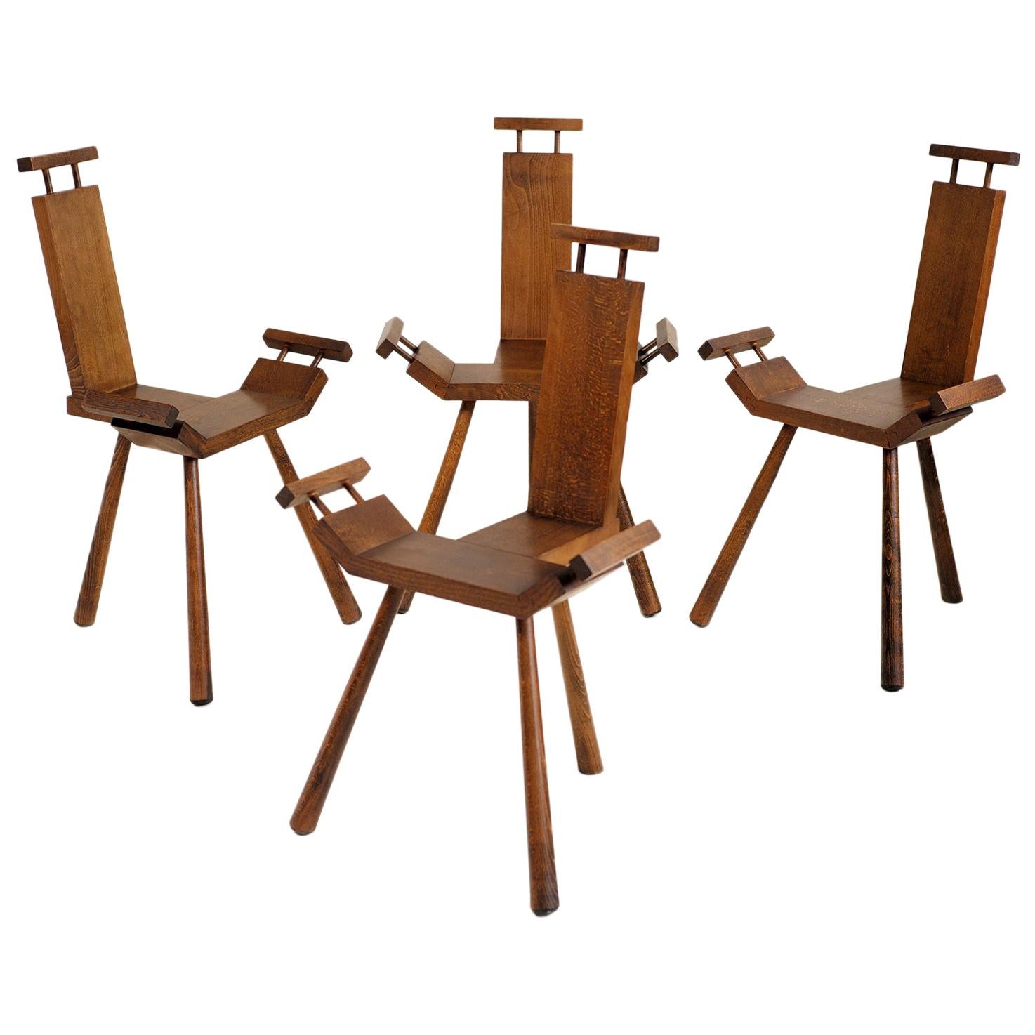 Set of 4 Oak Chairs, France, circa 1950 at 1stDibs
