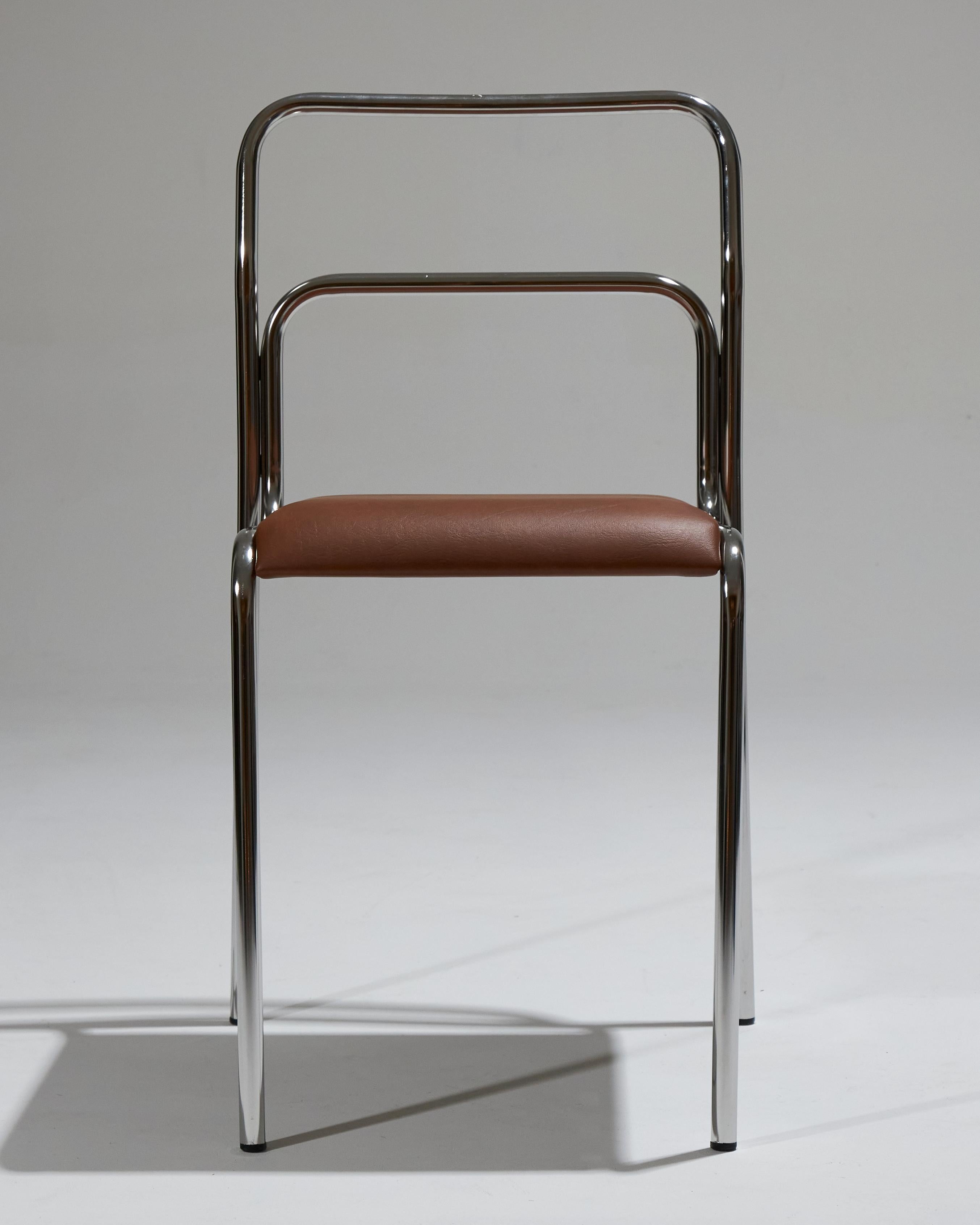 Set of 4 Tubular Steel and Leather Chairs, 1980s For Sale at 1stDibs