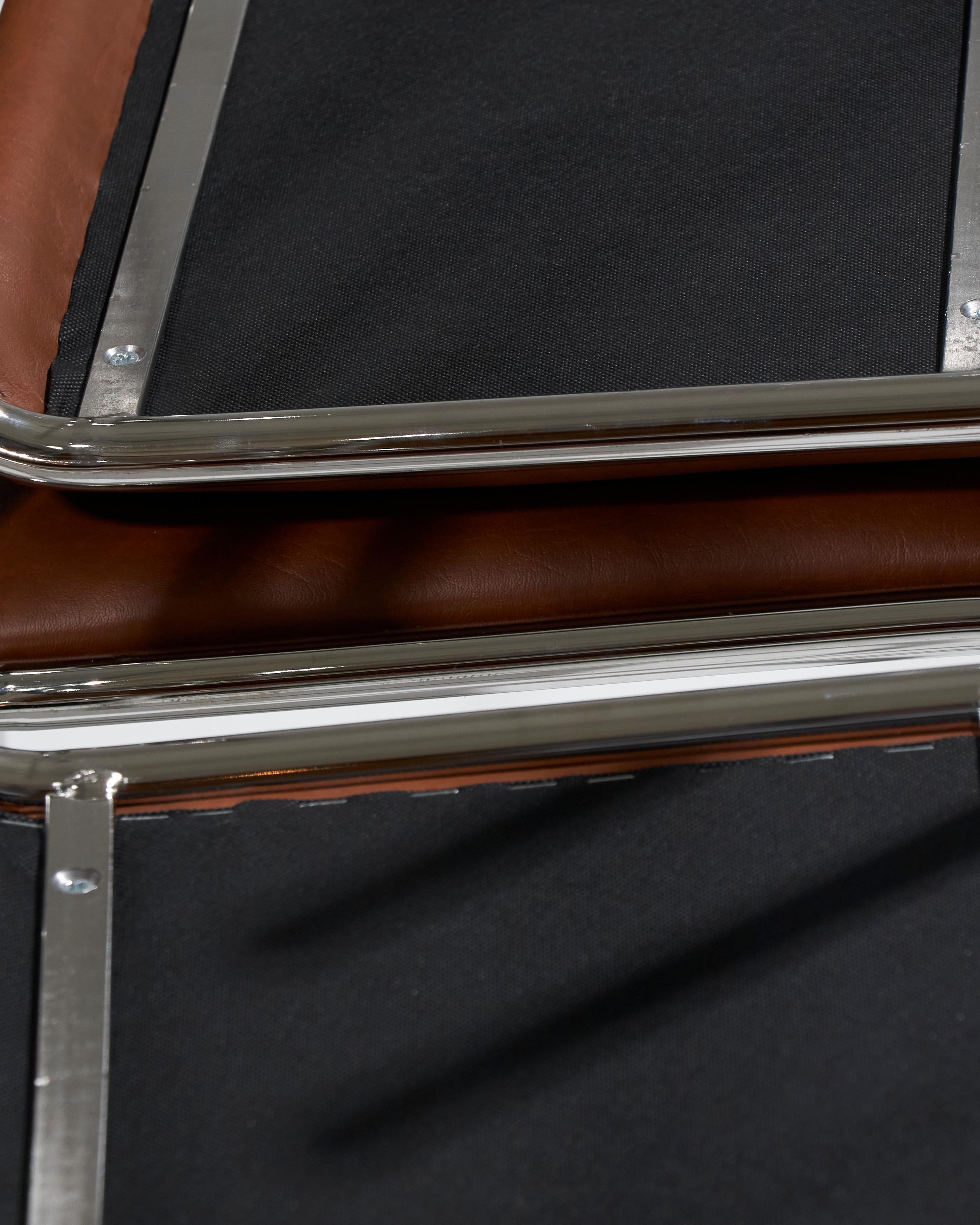Set of 4 Tubular Steel and Leather Chairs, 1980s For Sale at 1stDibs