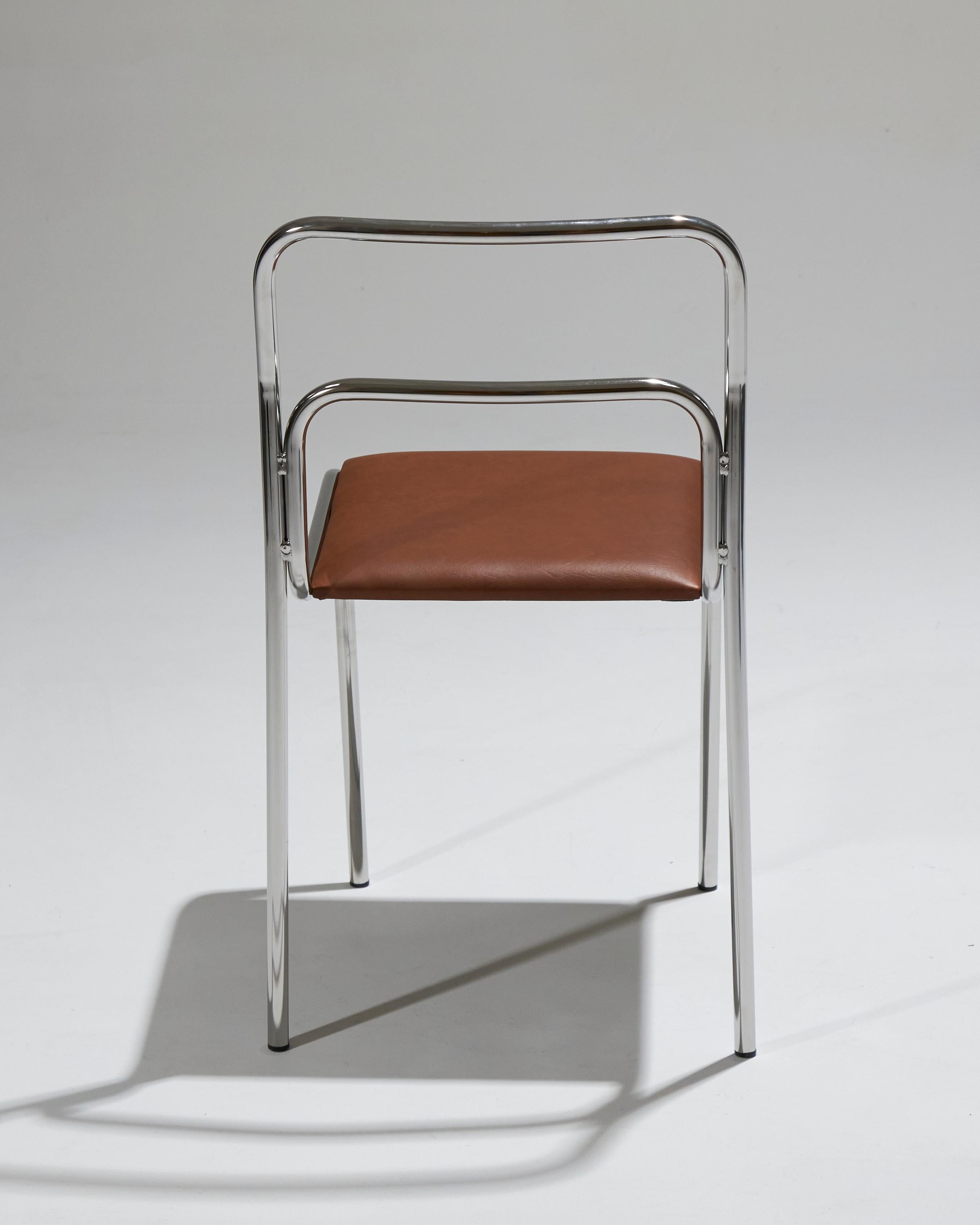 Set of 4 Tubular Steel and Leather Chairs, 1980s For Sale at 1stDibs
