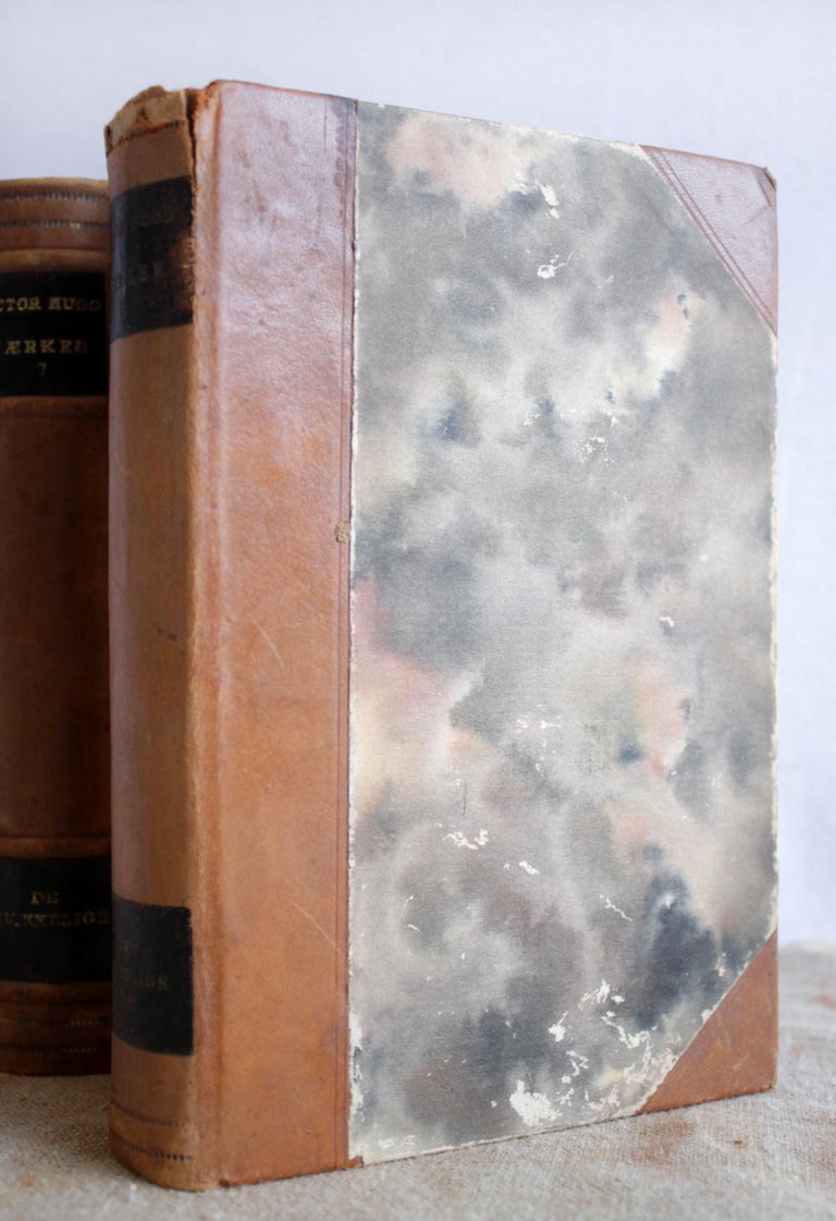 Set of 4 Victor Hugo De Ulykkelige Antique Leather Bound Books at 1stDibs