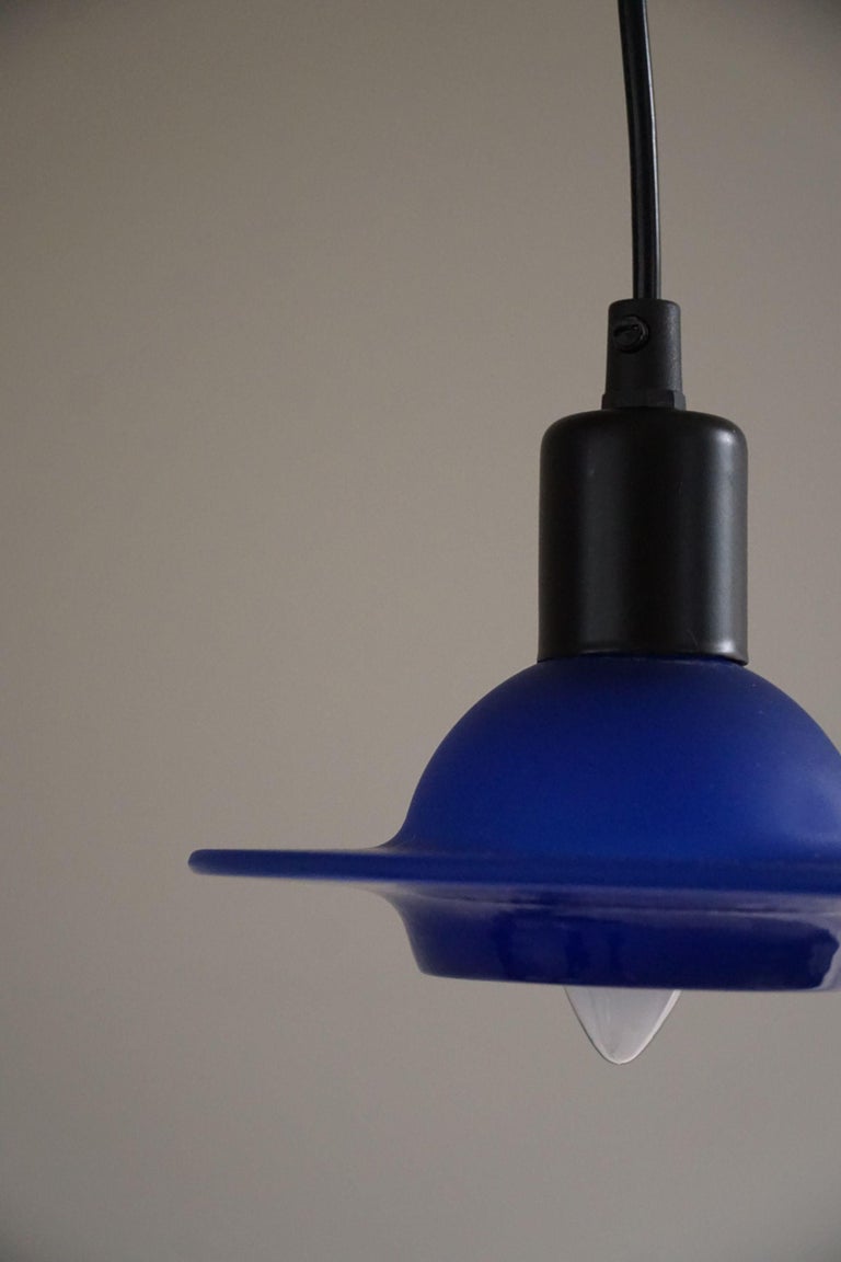 Set of 4 Vintage Blue Glass Pendants, Made by Design Light A/S, Denmark ...