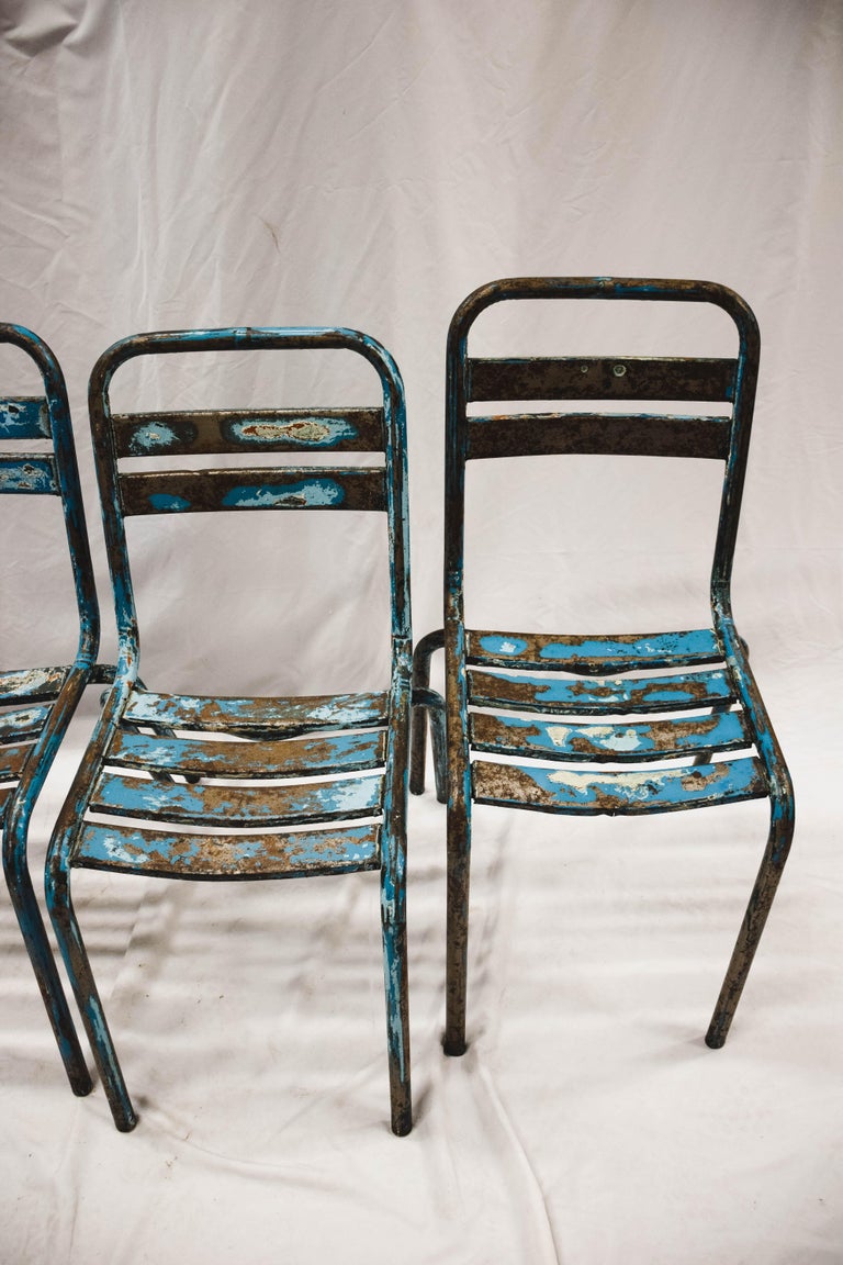 Set of 4 Vintage Metal Cafe Dining Chairs at 1stDibs