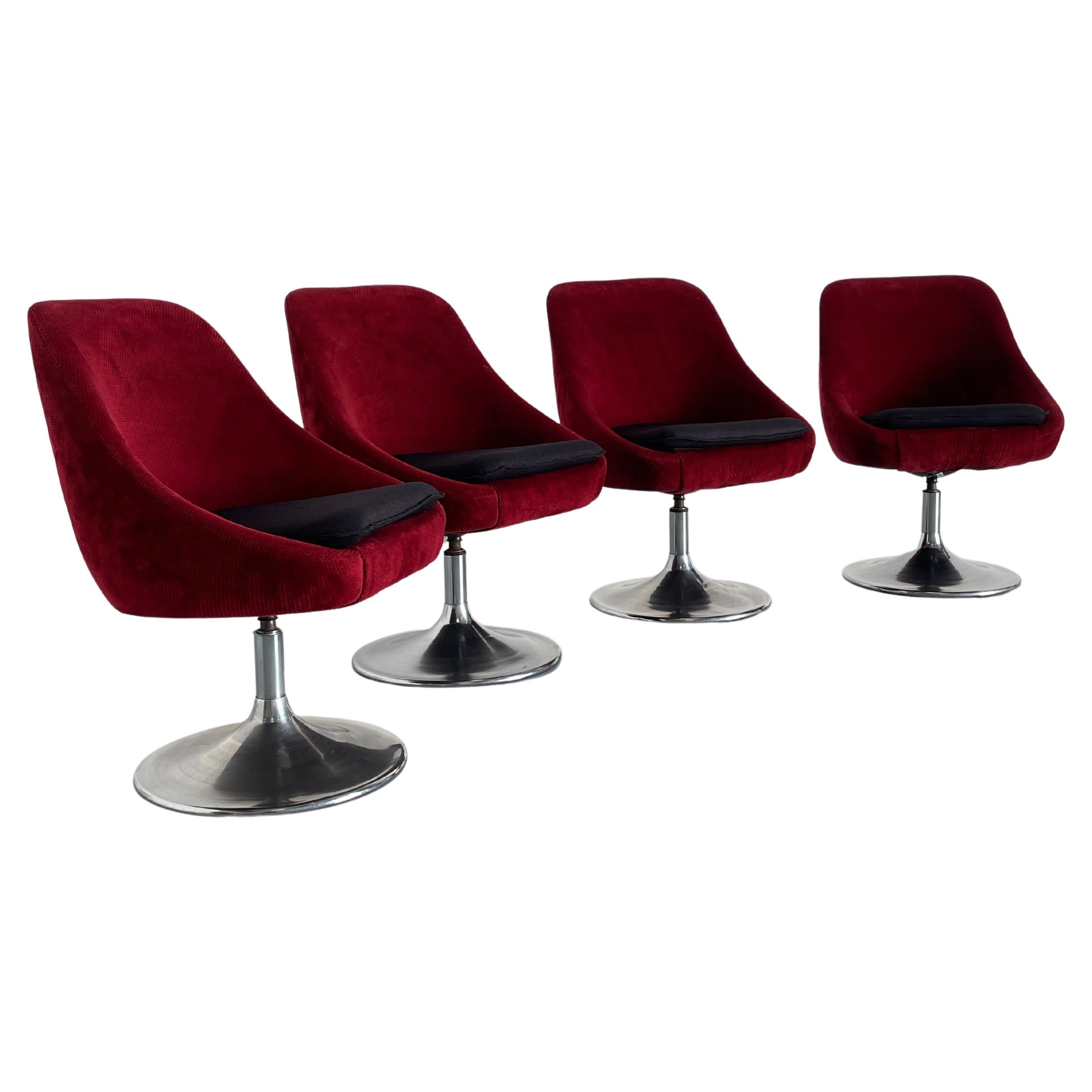 Set of 4 Vintage Midcentury Spaceage Upholstered Swivel Chairs, Chrome ...