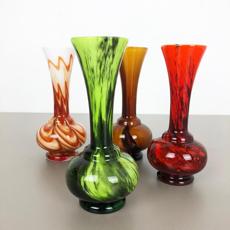 Set of 4 Vintage Pop Art Opaline Florence Vase Design, Italy, 1970s For ...