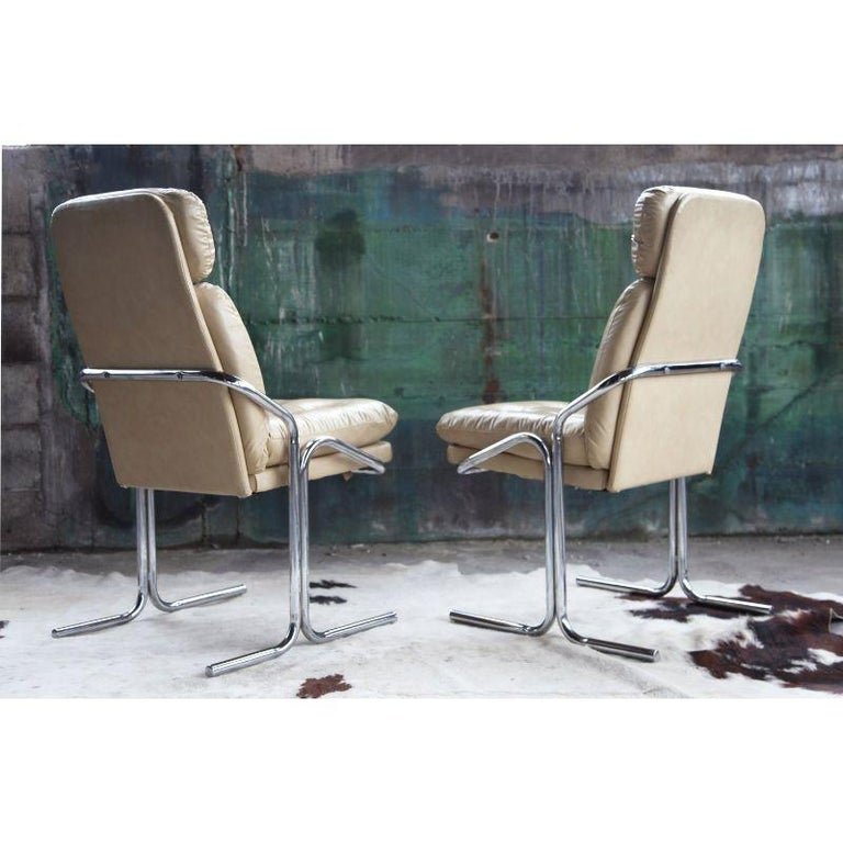 Set of 4, Vintage Post Modern Jerry Johnson Style Chrome Chairs, 1970s ...