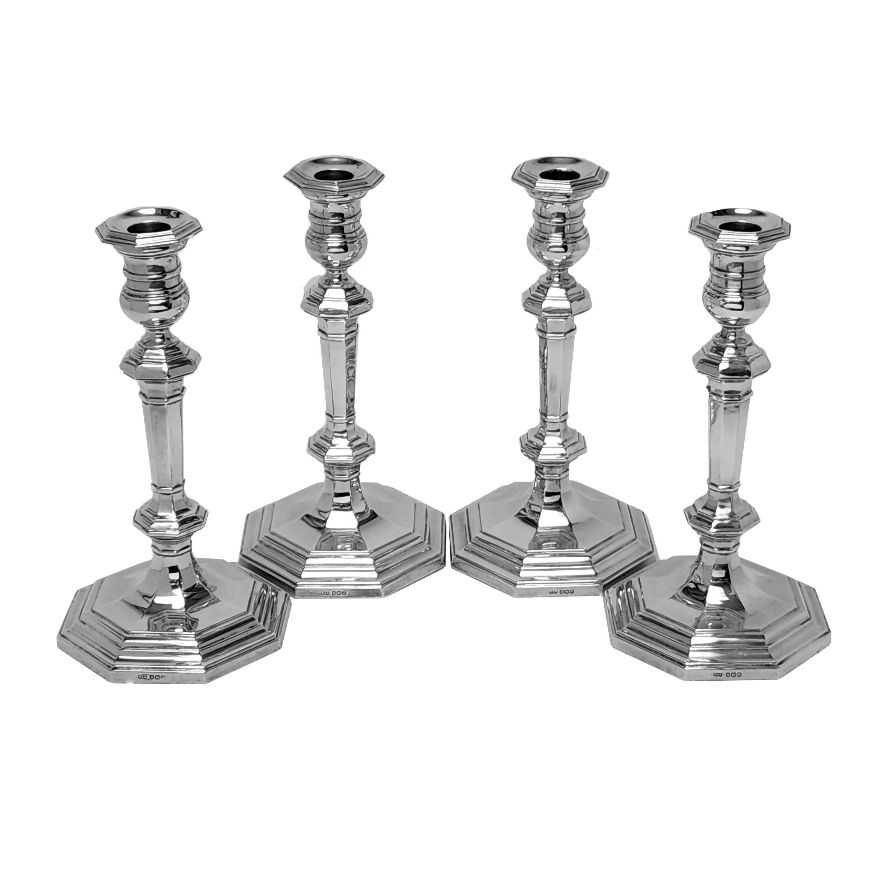 Set of 4 vintage Sterling Silver Candlesticks 1942 Early Georgian Style ...