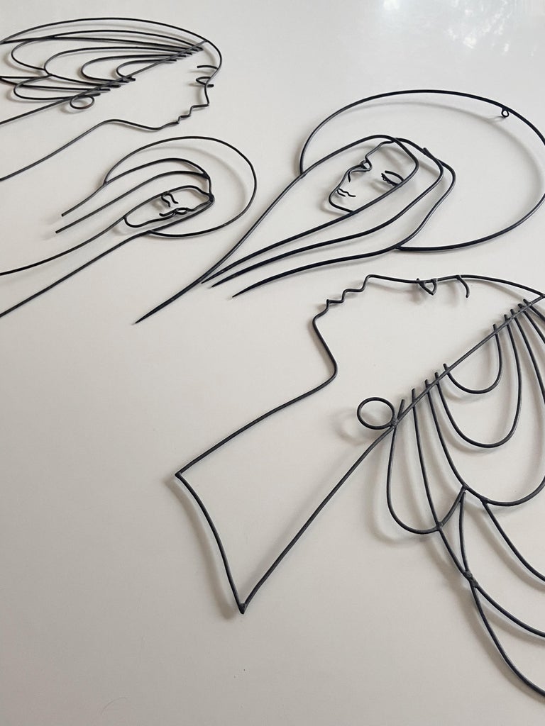 Set of 4 Wire Wall Sculpture from the 1950s Silhouette Wire Figure ...