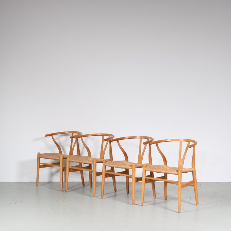 Set of 4 “Wishbone” Chairs by Hans J. Wegner for Carl Hansen, Denmark ...