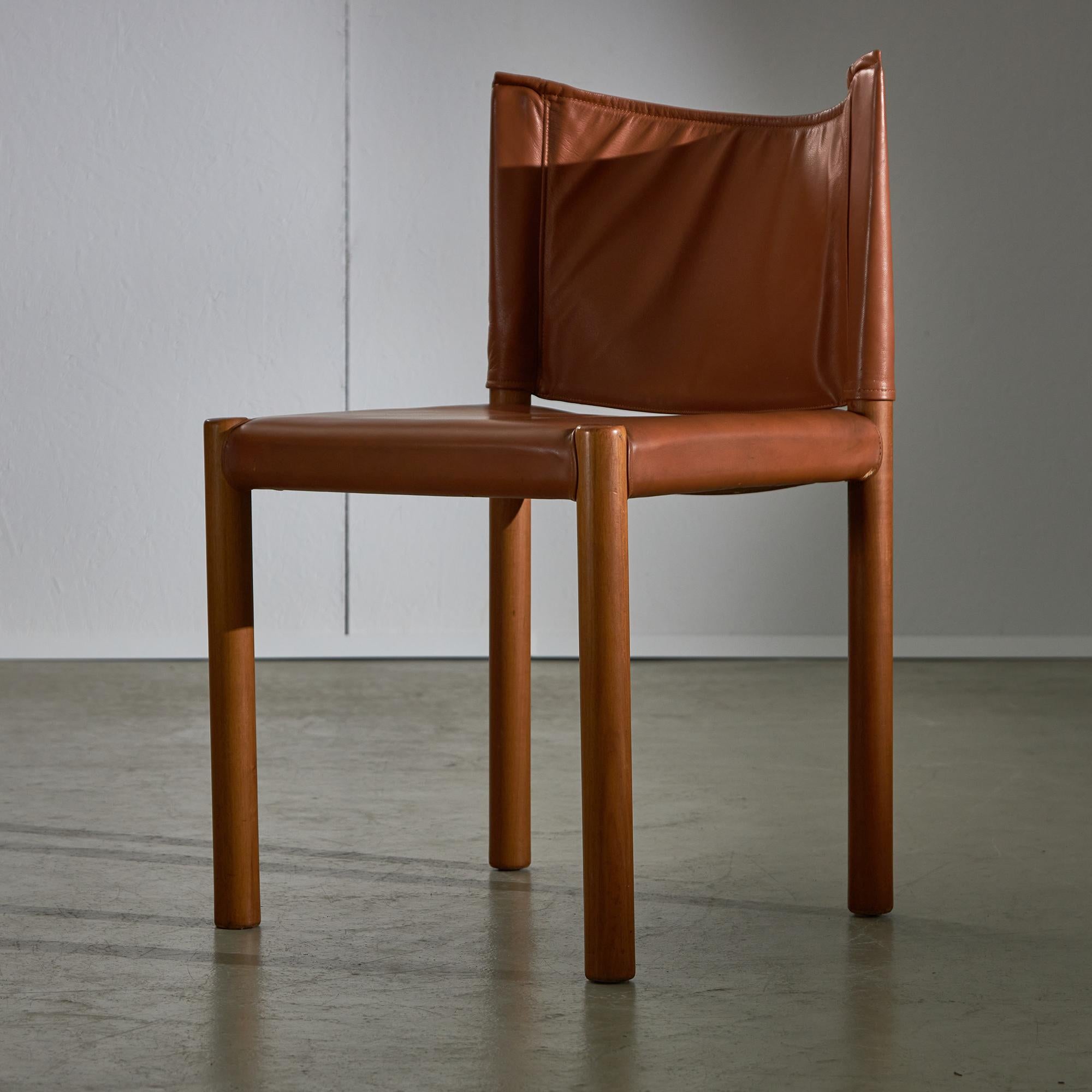 Set of 4 Wooden Chairs with Removable Leather Back For Sale at 1stDibs