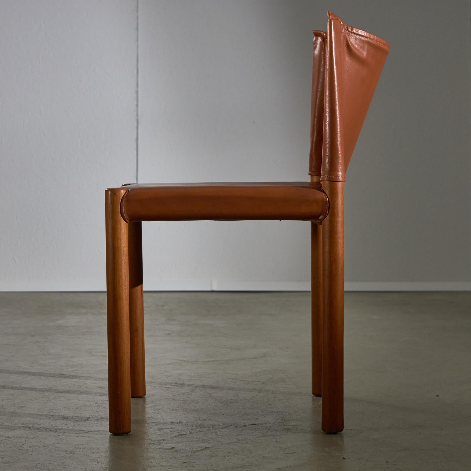 Set of 4 Wooden Chairs with Removable Leather Back For Sale at 1stDibs