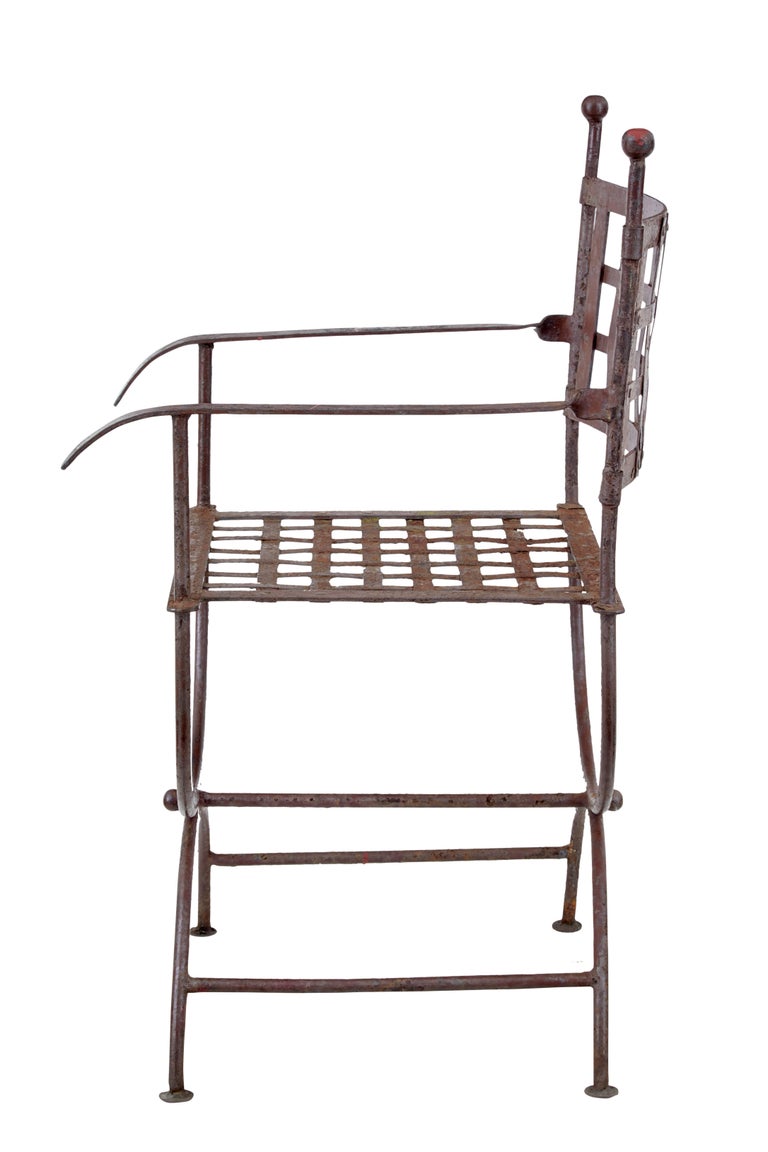 Set of Four Wrought Iron Decorative Garden Chairs at 1stDibs