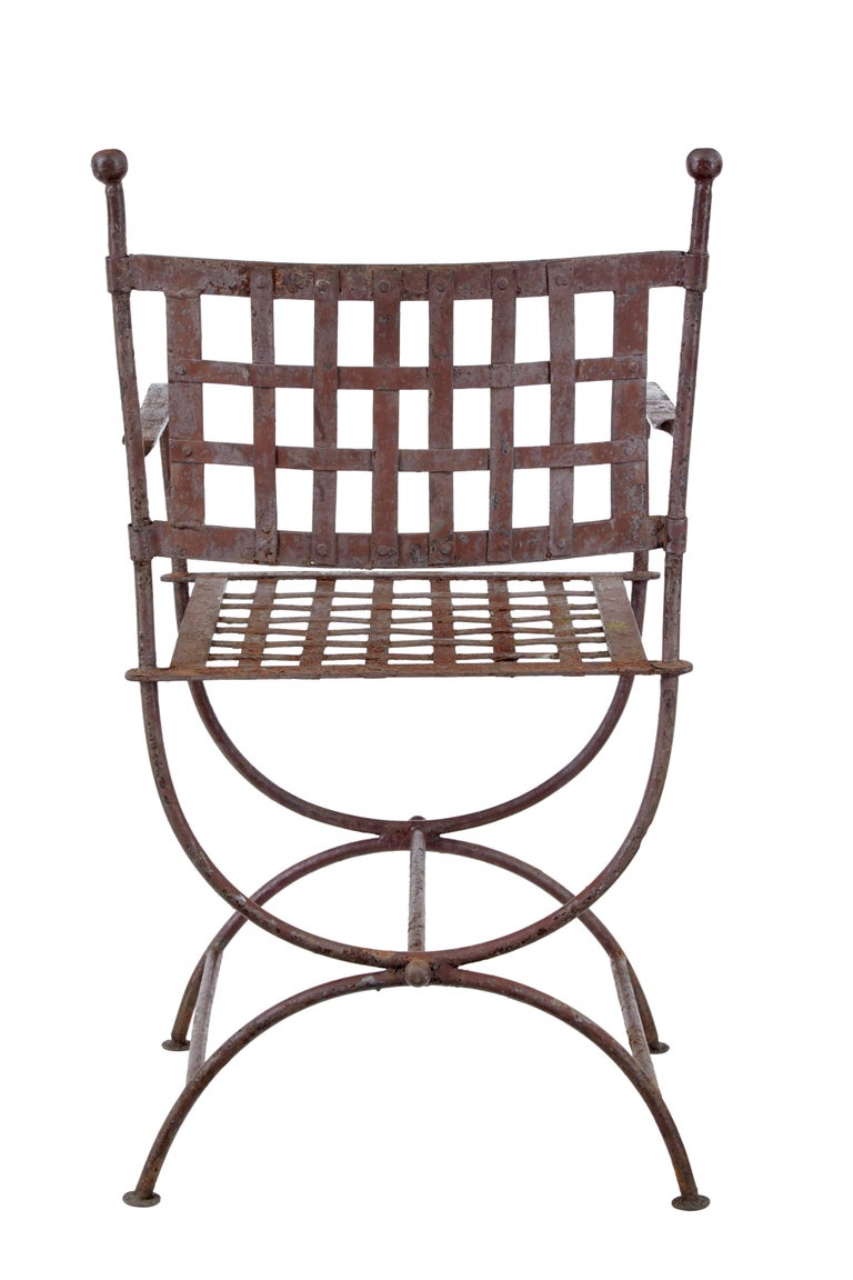Set of Four Wrought Iron Decorative Garden Chairs at 1stDibs