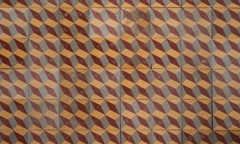 Set of ‘48’ Geometric Pattern Floor Tiles, Europe, circa 1900 at 1stDibs