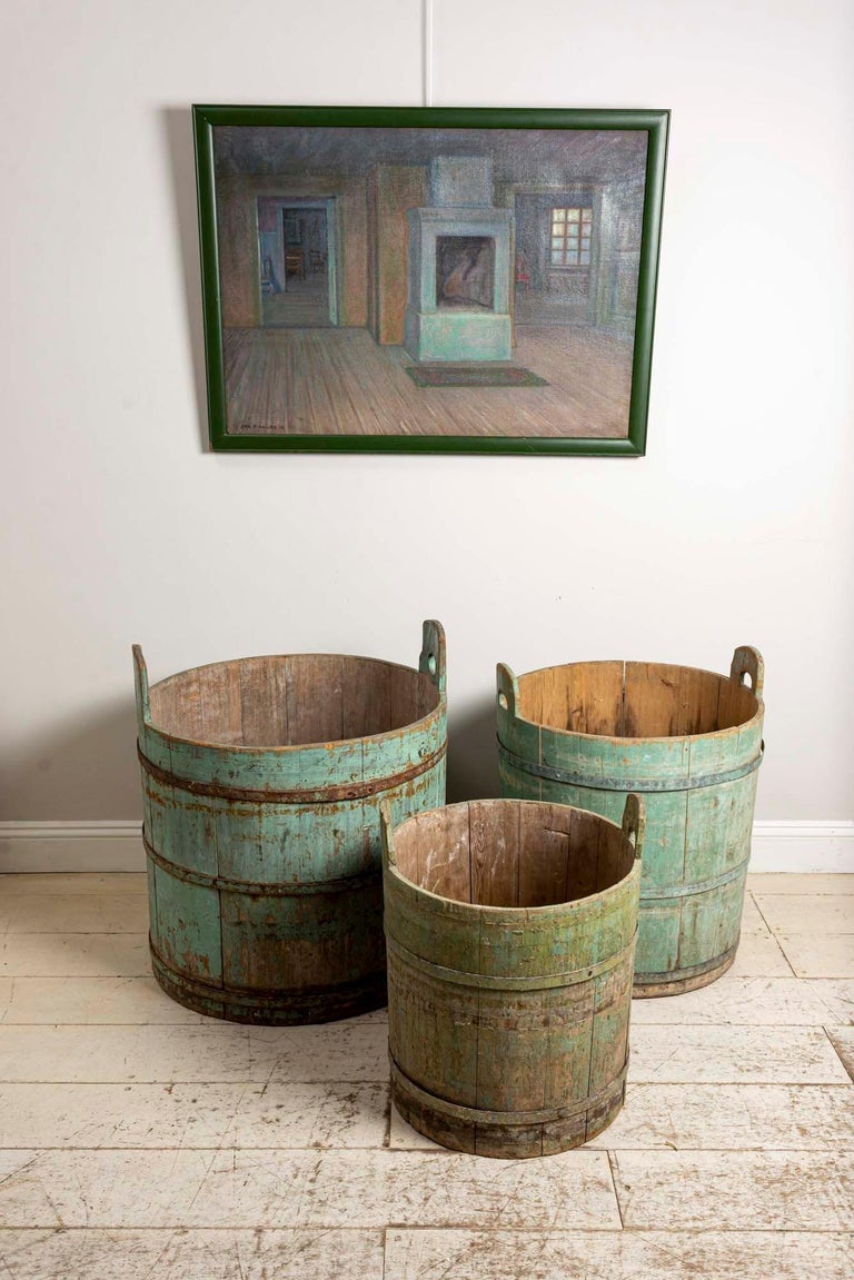 18th Century Northern Sweden Rustic Decorative Wooden Handled Barrels ...