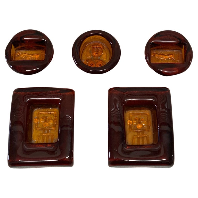Set of 5 1950s Art Glass Pieces by Erik Hoglund for Boda, Sweden For ...
