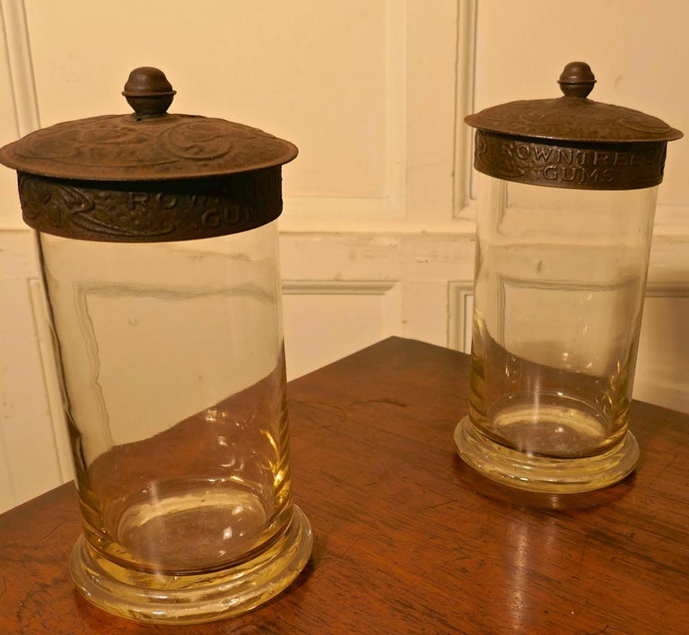 Set of Five 19th Century Rountree’s Sweet Gums Jars with Chocolate Box ...