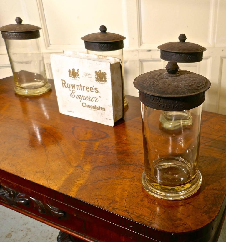 Set of Five 19th Century Rountree’s Sweet Gums Jars with Chocolate Box ...