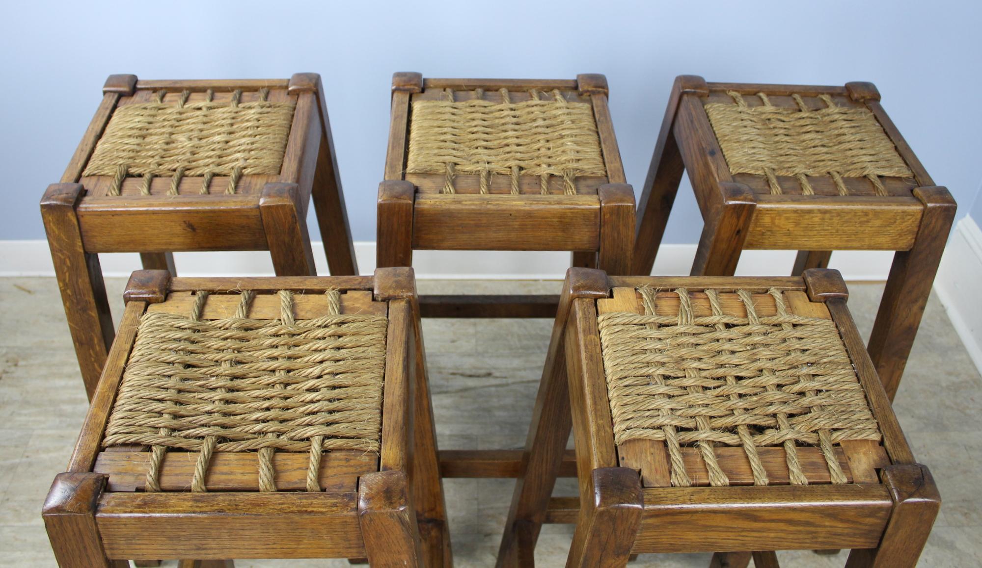 Set of 5 Antique Oak Barstools at 1stDibs | antique bar stools