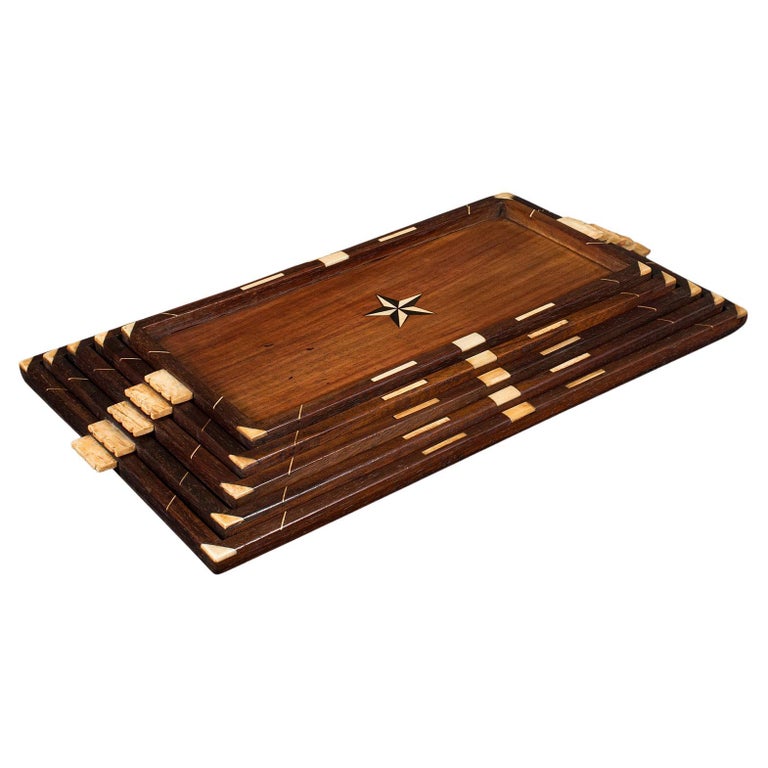 Set of 5 Antique Stacked Serving Trays, Anglo-Indian, Afternoon Tea ...