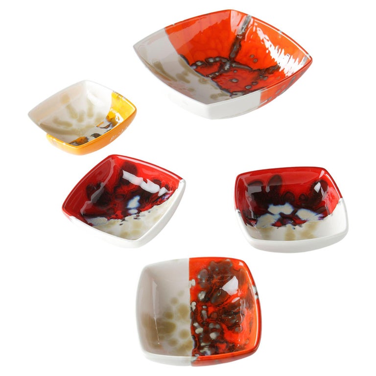 Set of 5 Ceramic Square Serving Bowl, Handmade Italy, 2021, Choose Your ...