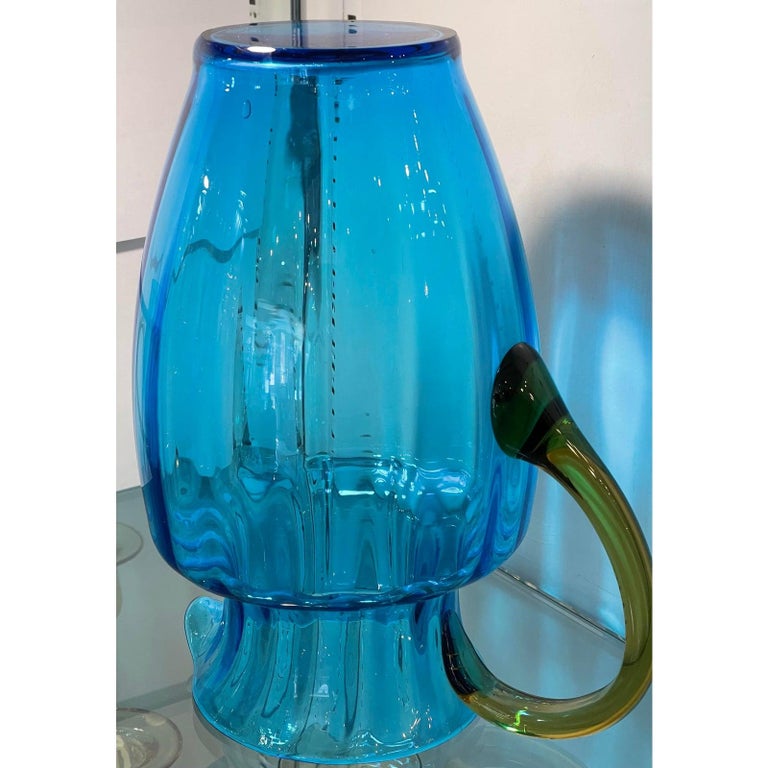 Set of 5 Frederick Carder Steuben Blue Glass Iced Tea Pitcher Handled ...