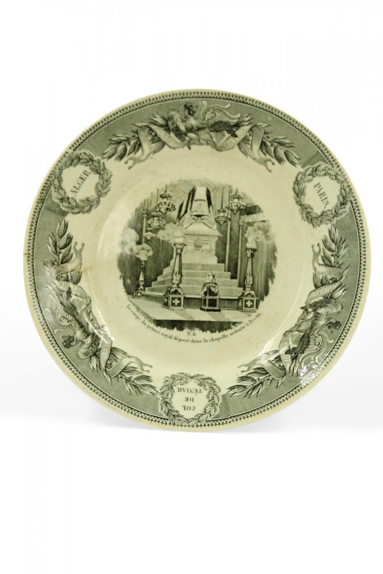 Set of 5 French Victorian Transferware Plates of Historical Landmarks ...
