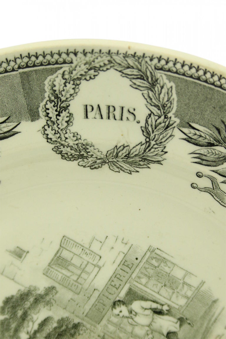 Set of 5 French Victorian Transferware Plates of Historical Landmarks ...