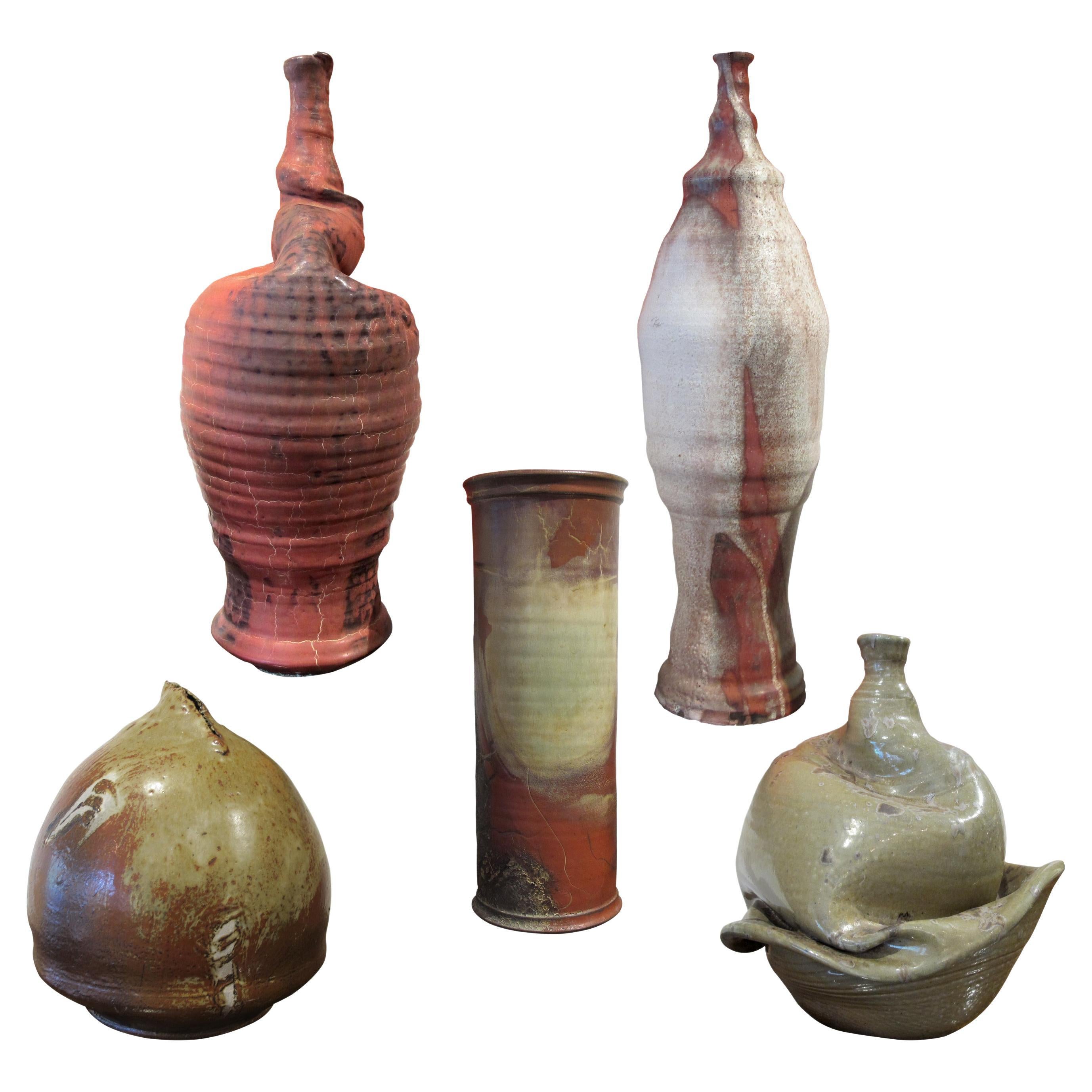 Set of 5 German 1970s Abstract Ceramic Abstract Vase Sculptures by ...