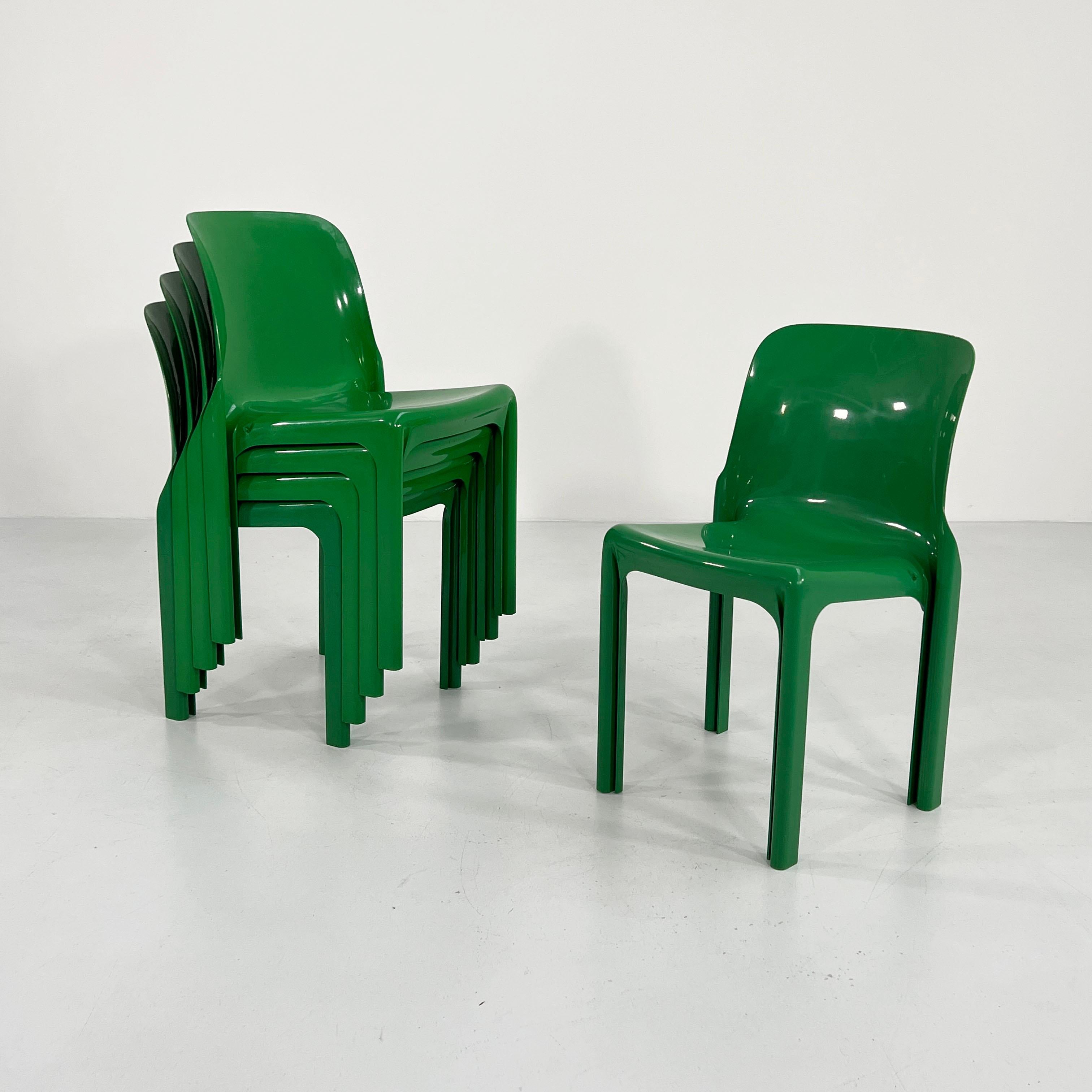 Set of 5 Green Selene Chairs by Vico Magistretti for Artemide, 1970s at ...