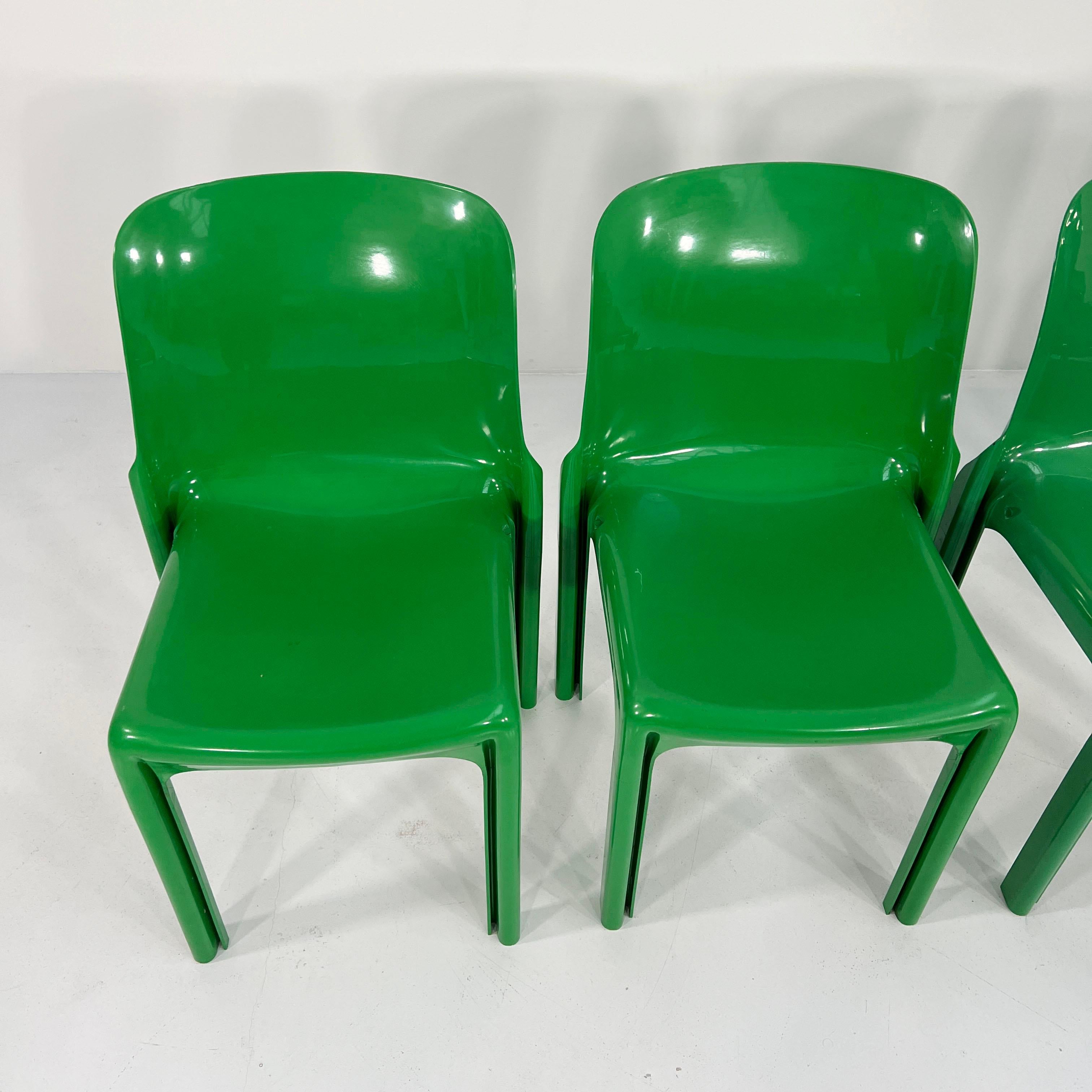 Set of 5 Green Selene Chairs by Vico Magistretti for Artemide, 1970s at ...