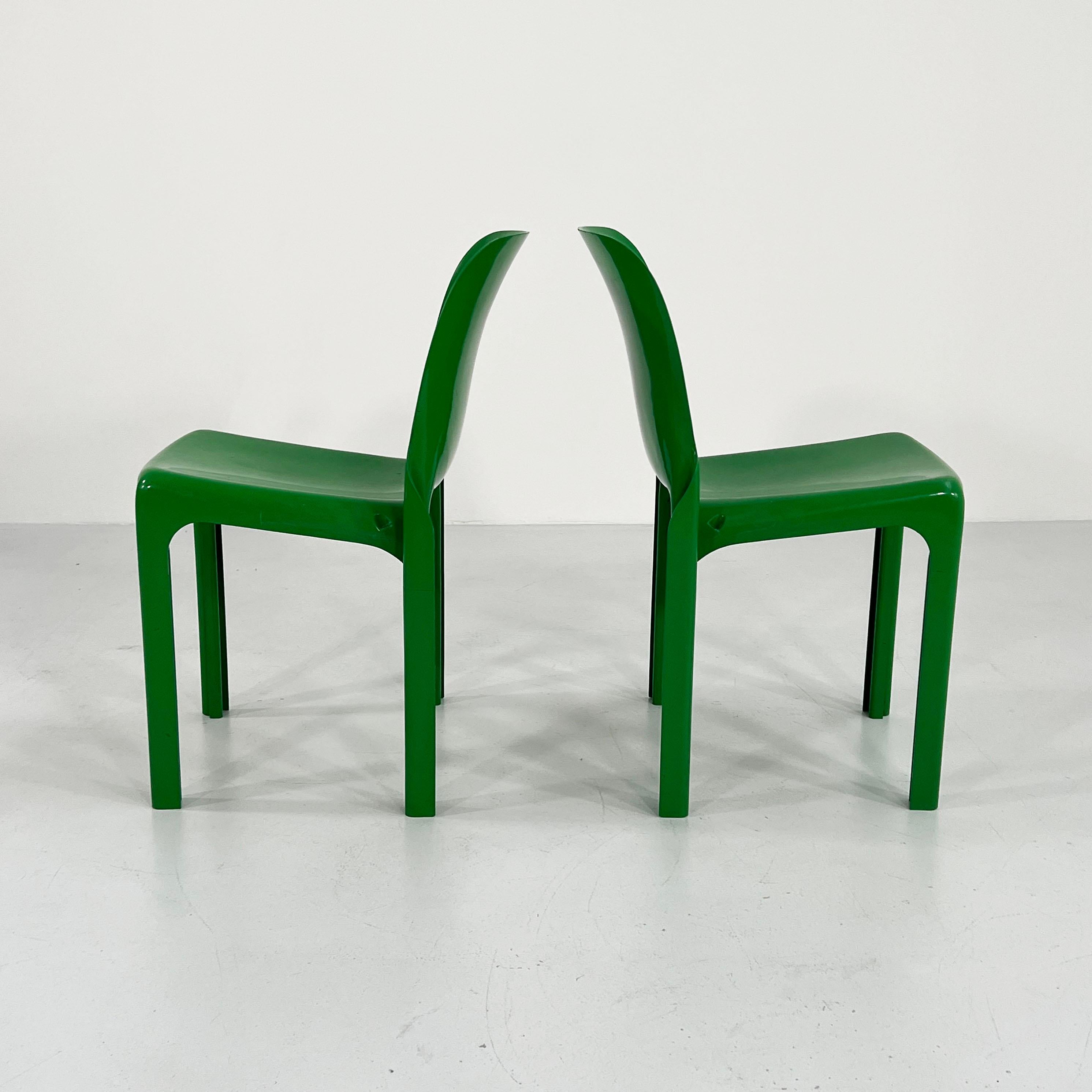 Set of 5 Green Selene Chairs by Vico Magistretti for Artemide, 1970s at ...