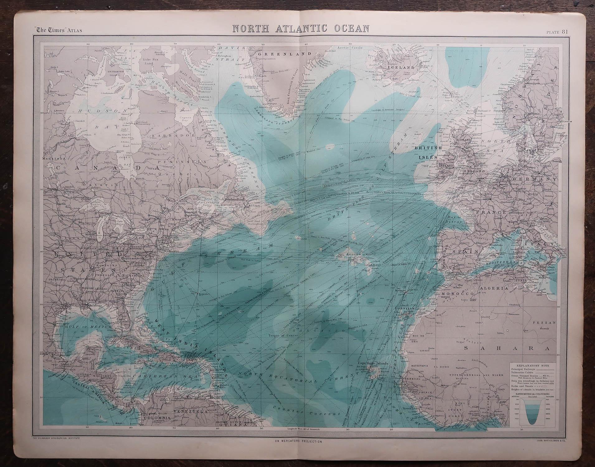 Set of 5 Large Original Vintage Sea Charts, circa 1920 For Sale at 1stDibs