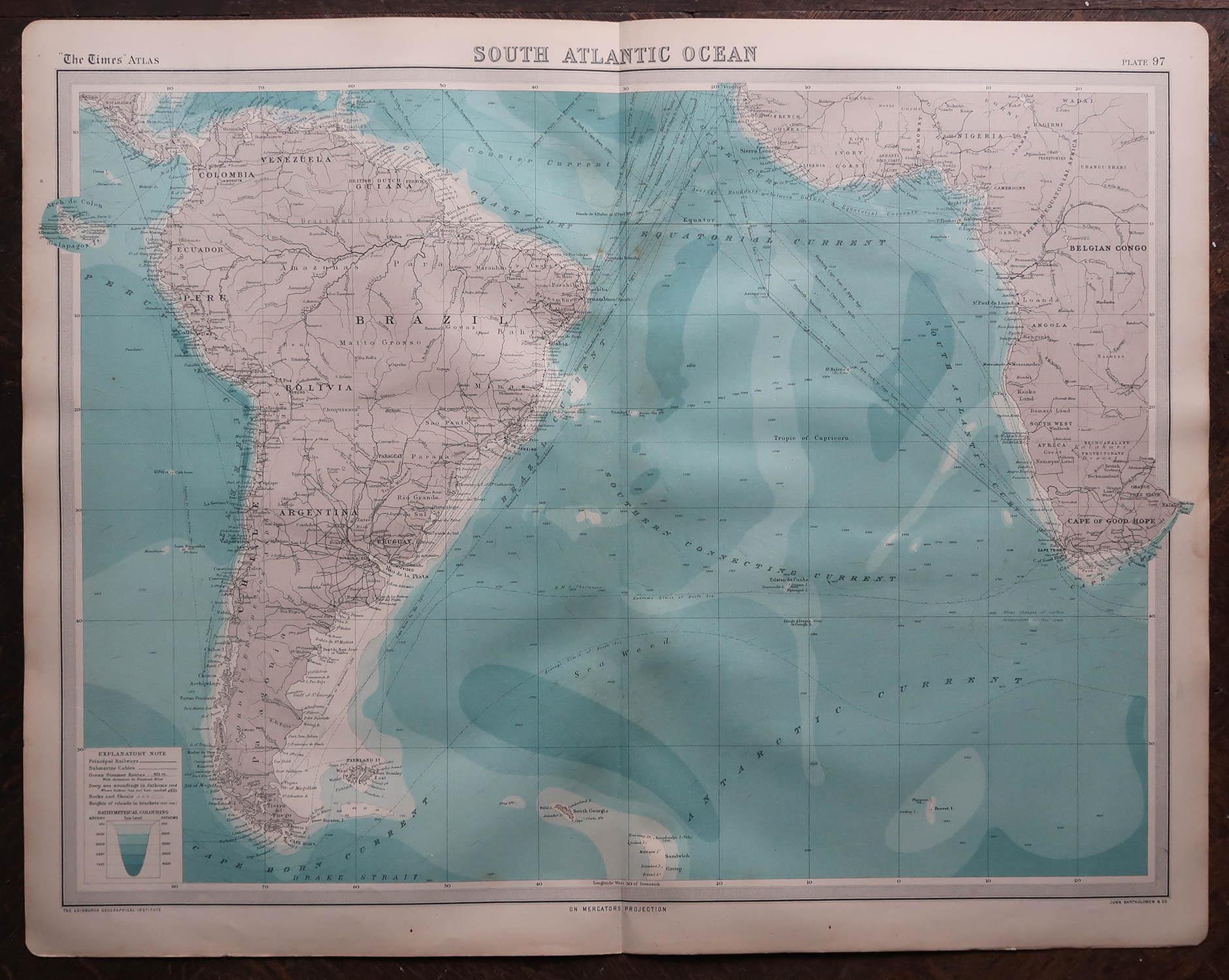 Set of 5 Large Original Vintage Sea Charts, circa 1920 For Sale at 1stDibs