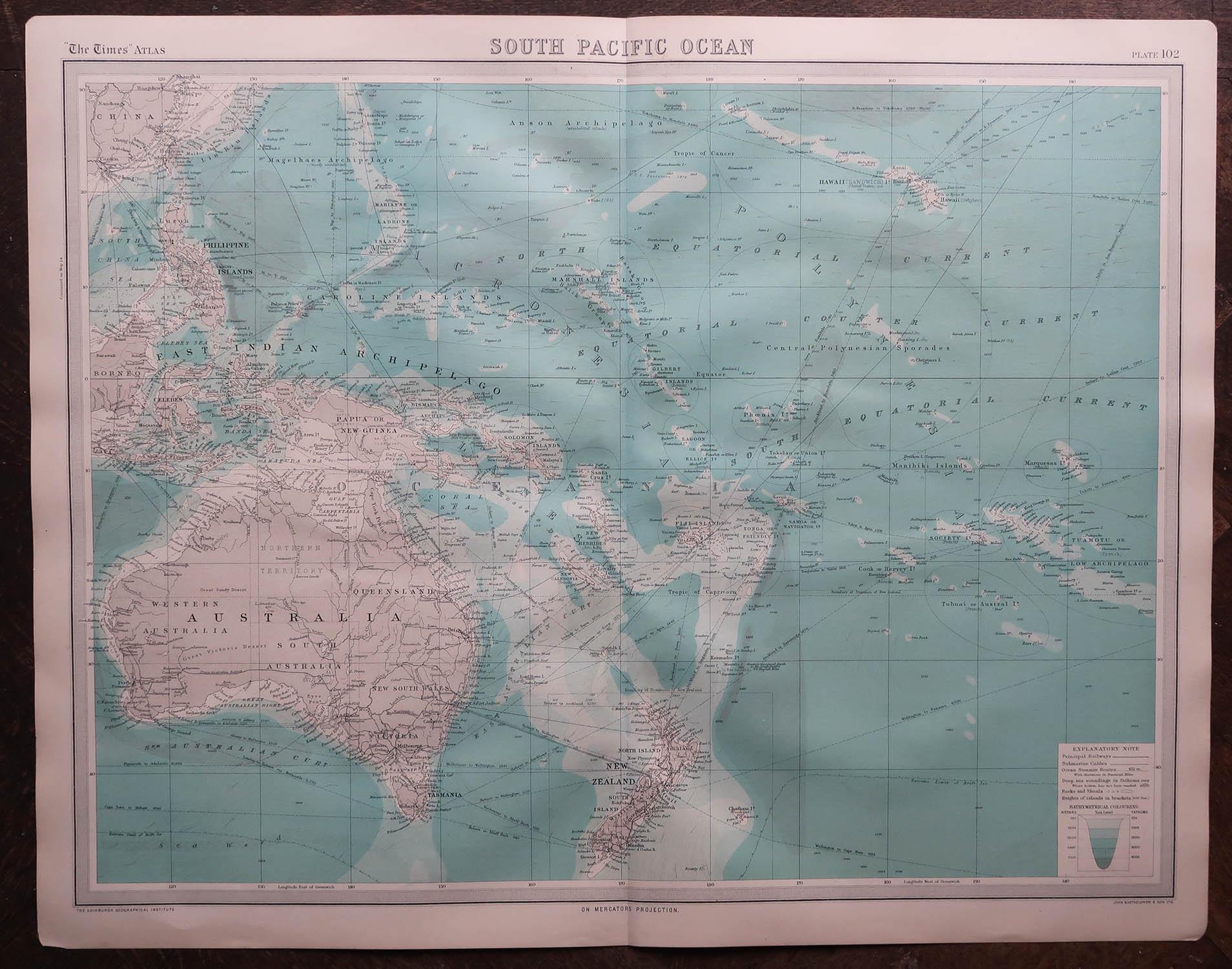 Set of 5 Large Original Vintage Sea Charts, circa 1920 For Sale at 1stDibs