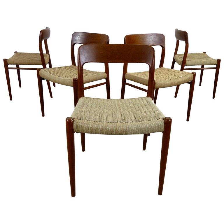 Set of 5 Niels O. Moeller Teak Chair Model 75 at 1stDibs | niels moeller