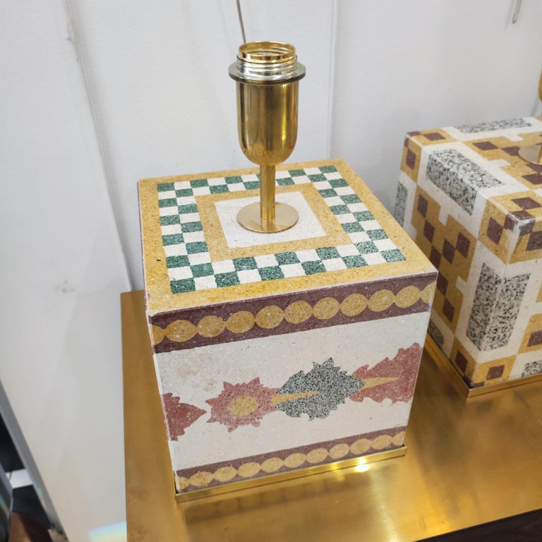 Set of 5 Painted Stone Table Lamps For Sale at 1stDibs