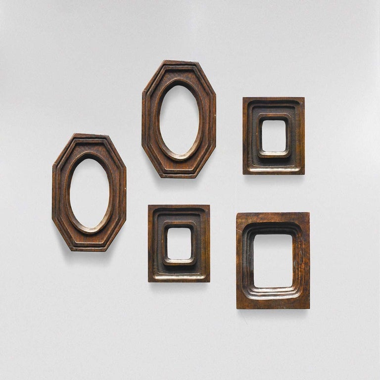 Set of 5 Small Wooden Frames Made in Various Sizes and Shape For Sale ...