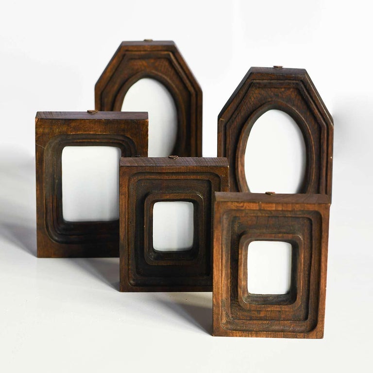 Set of 5 Small Wooden Frames Made in Various Sizes and Shape For Sale ...